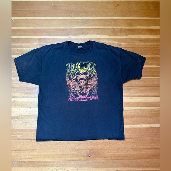 Harley-Davidson | Shirts | Harley Davidson Skull Feathers Wind River T ...